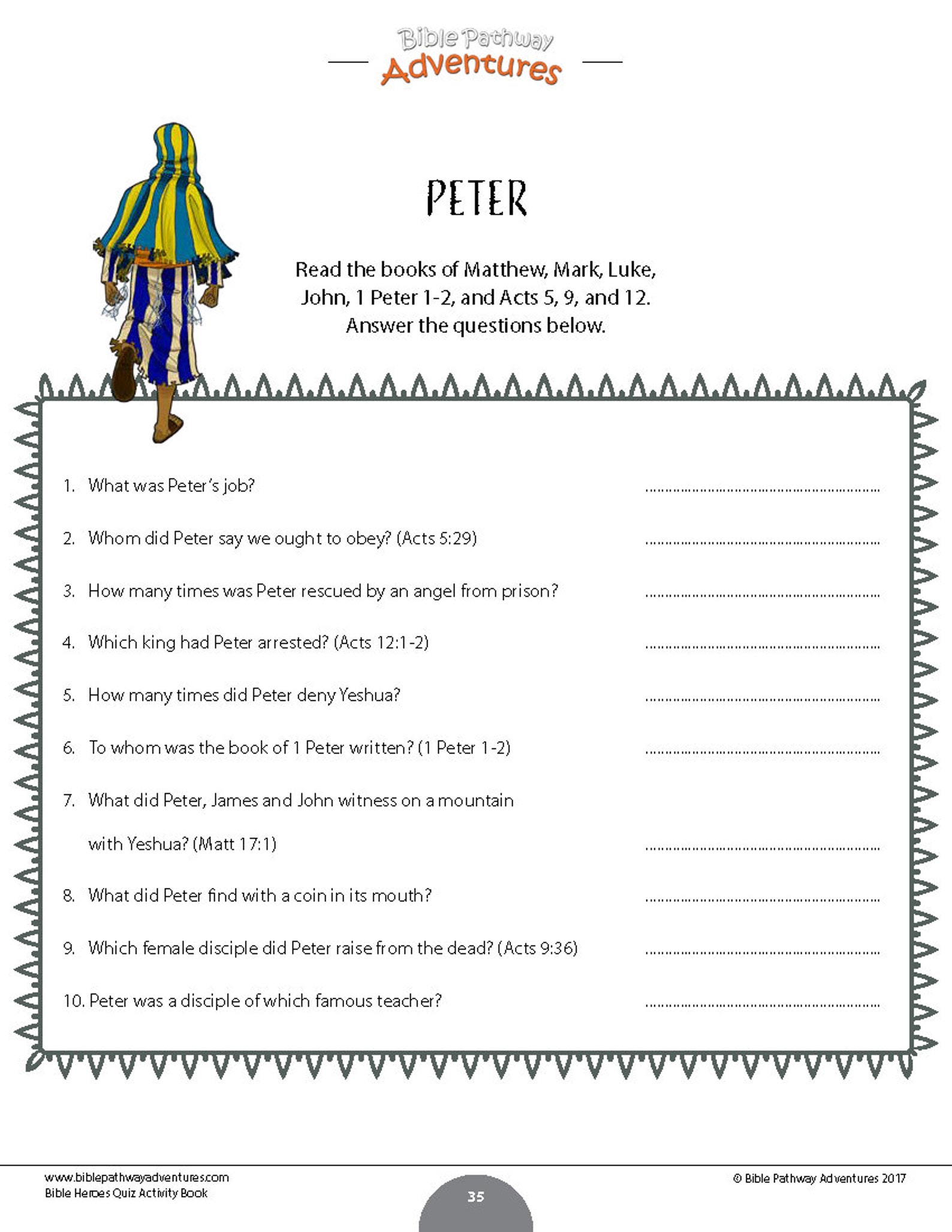 Bible Heroes Quiz Book - Etsy