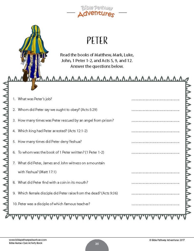 Bible Heroes Quiz Book - Etsy