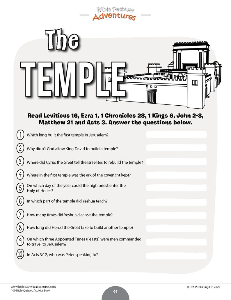 100 Bible Quizzes Activity Book - Etsy
