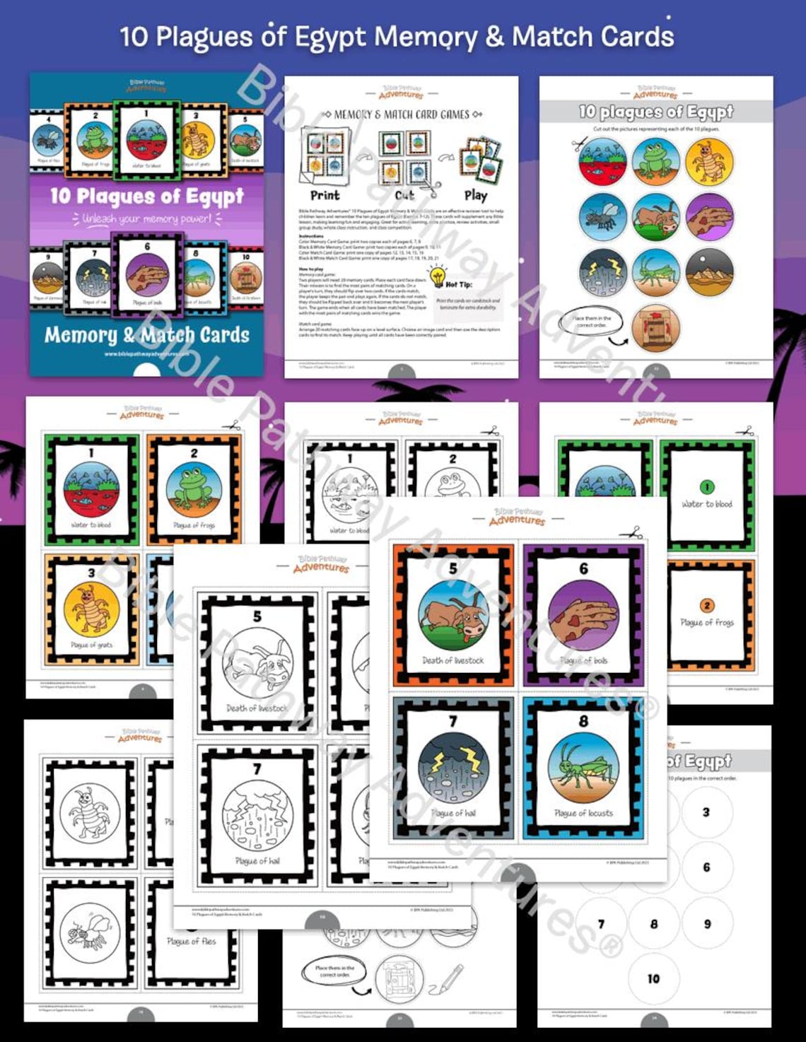 10 Plagues of Egypt Memory & Match Card Games - Etsy