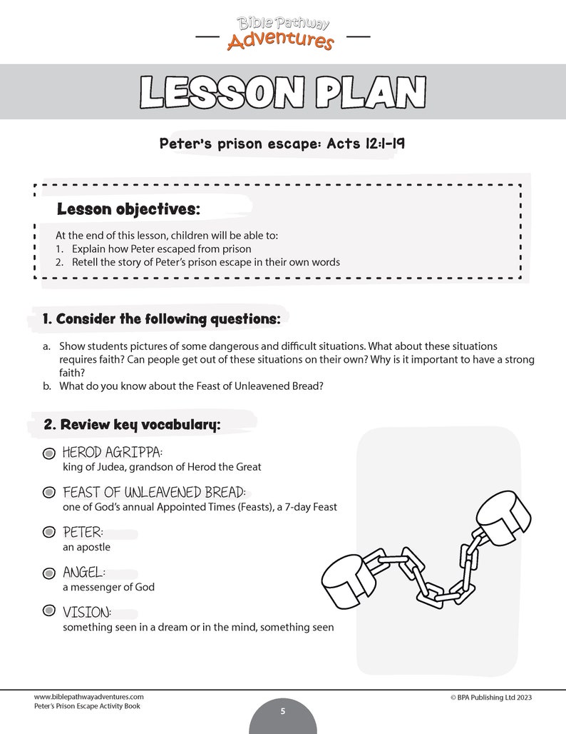 Bible Miracles: Peter's Prison Escape Activity Book - Etsy