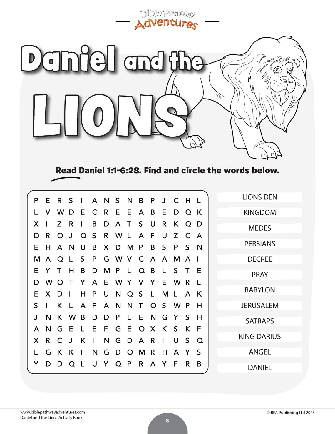 Bible Miracles: Daniel and the Lions Activity Book - Etsy