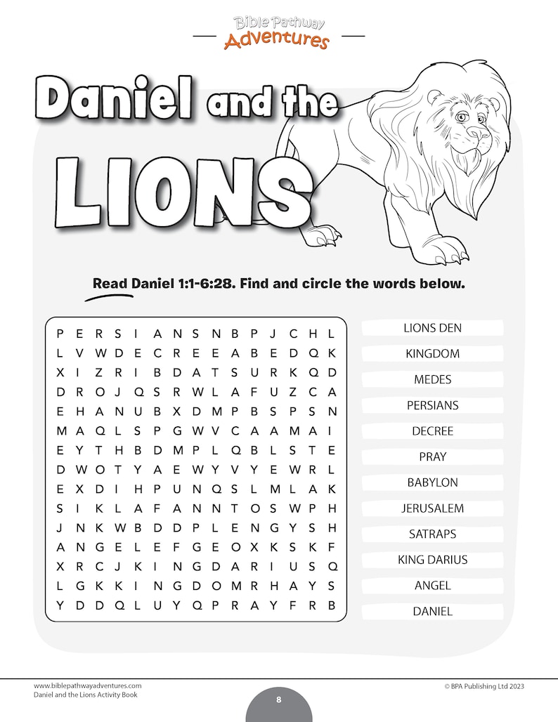 Bible Miracles: Daniel and the Lions Activity Book - Etsy