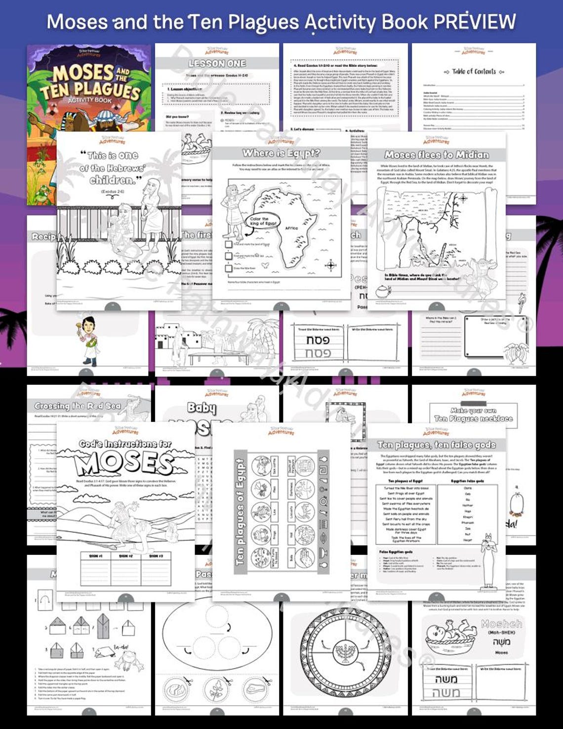 Moses and the Ten Plagues | Printable Activity Book - Etsy