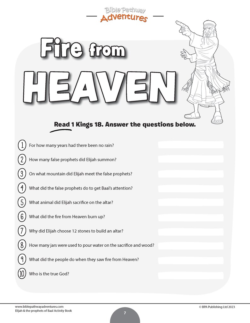 Bible Miracles: Elijah and the Prophets of Baal Activity Book - Etsy