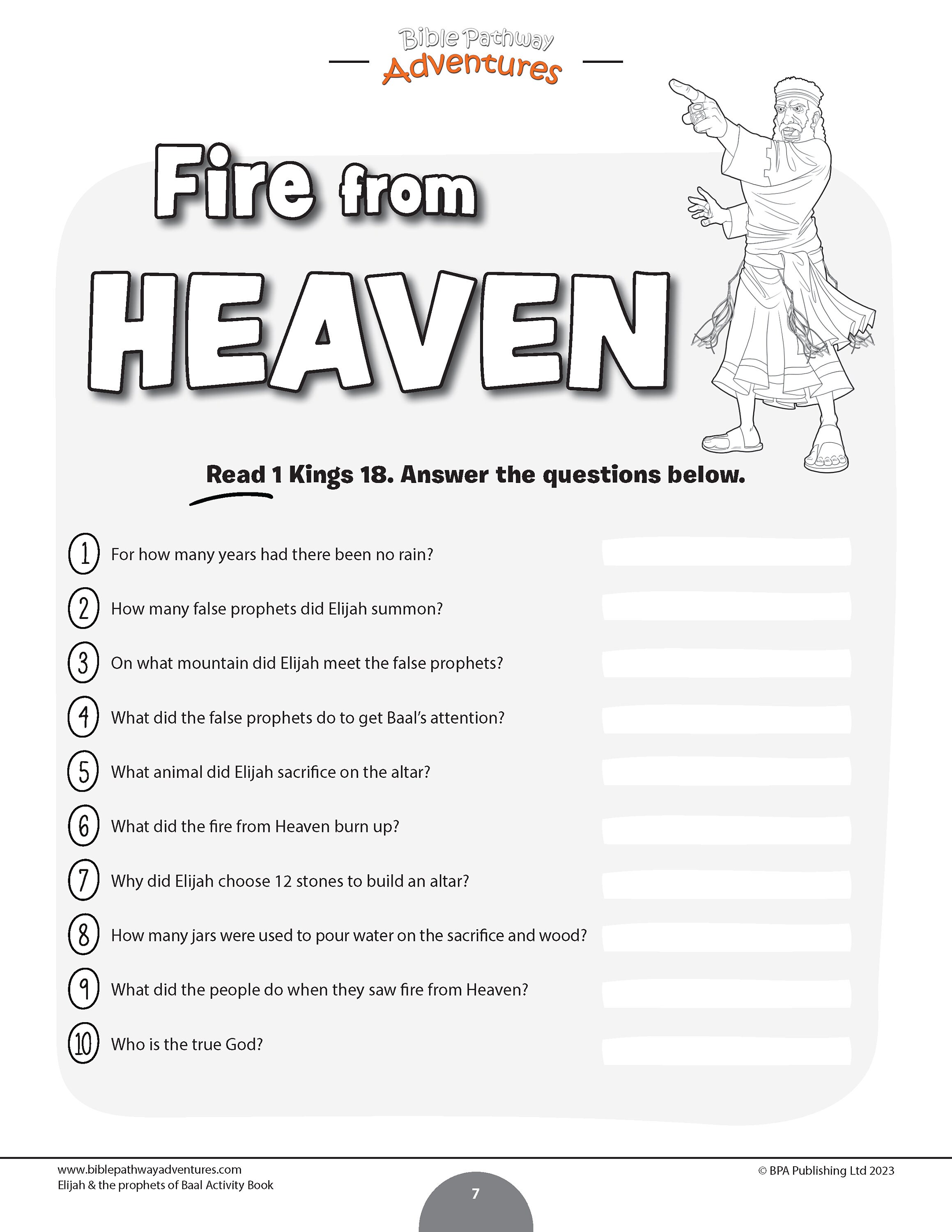 Bible Miracles: Elijah and the Prophets of Baal Activity Book - Etsy