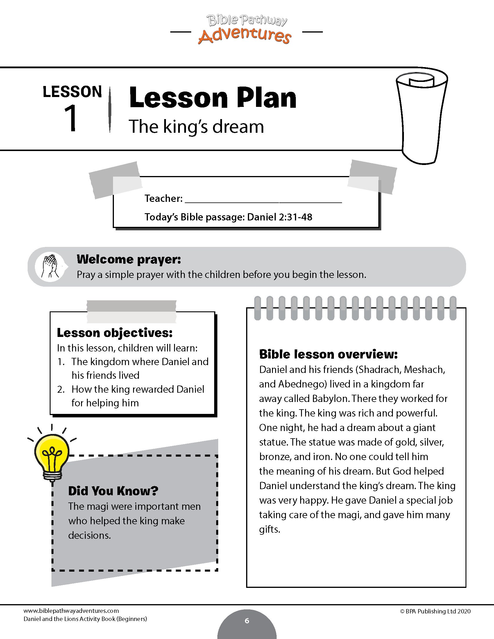 Daniel and the Lions Activity Book for Beginners - Etsy