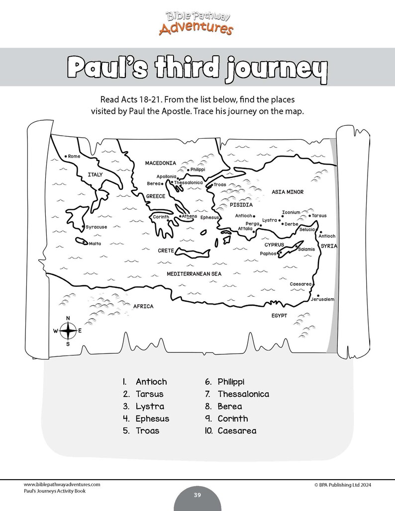 Paul's Journeys Activity Book - Etsy