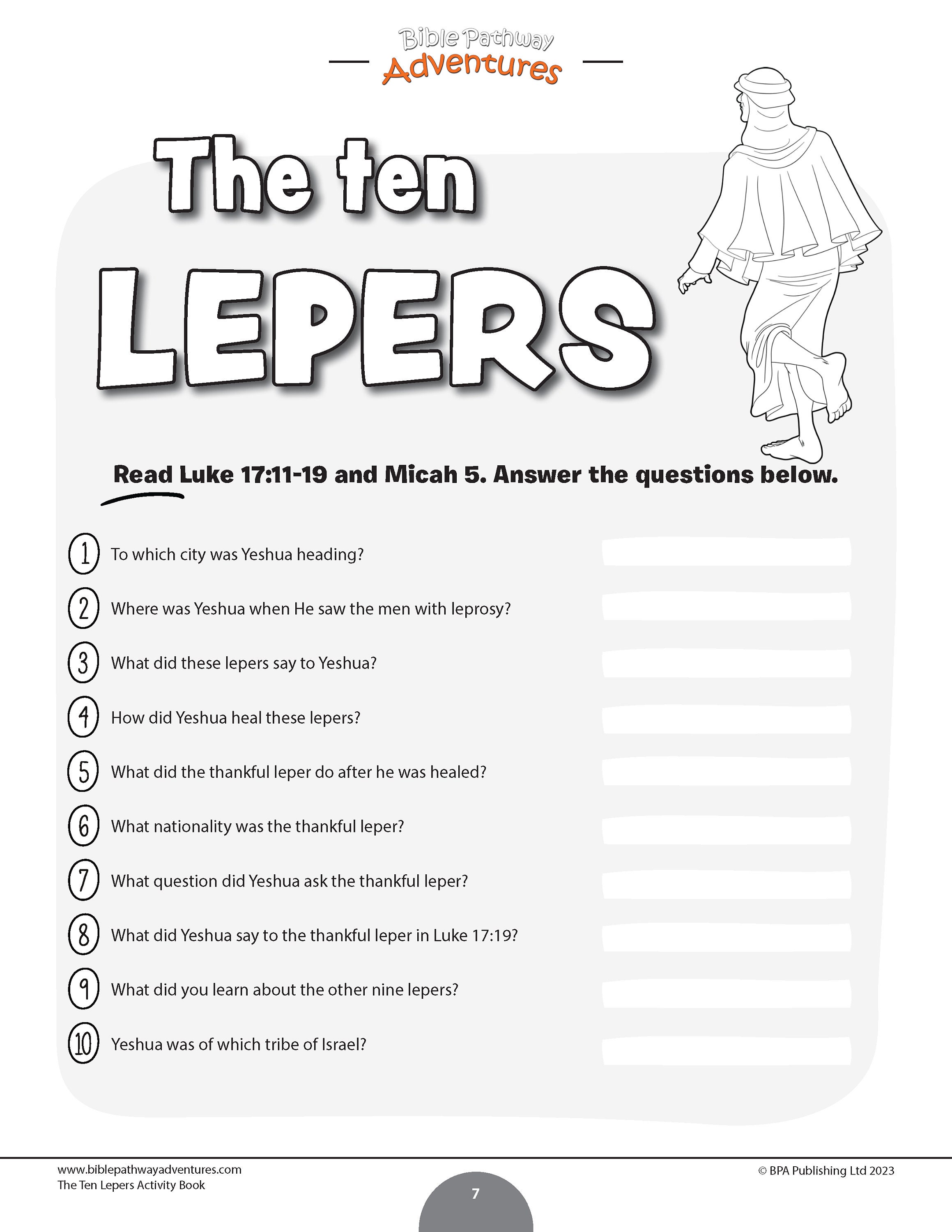 Bible Miracles: the Ten Lepers Activity Book - Etsy