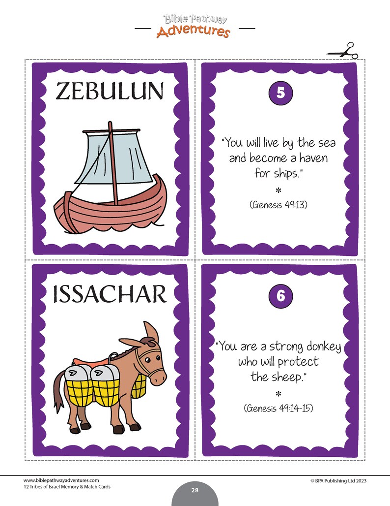 12 Tribes of Israel Memory & Match Cards - Etsy Canada