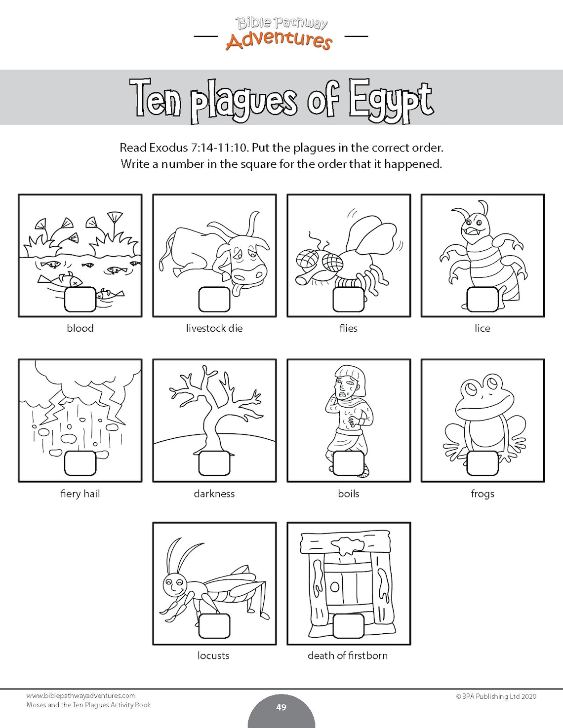 Moses and the Ten Plagues Printable Activity Book - Etsy Canada