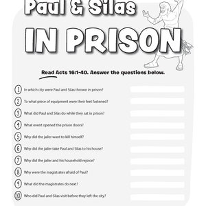 Bible Miracles: Paul & Silas in Prison Activity Book - Etsy