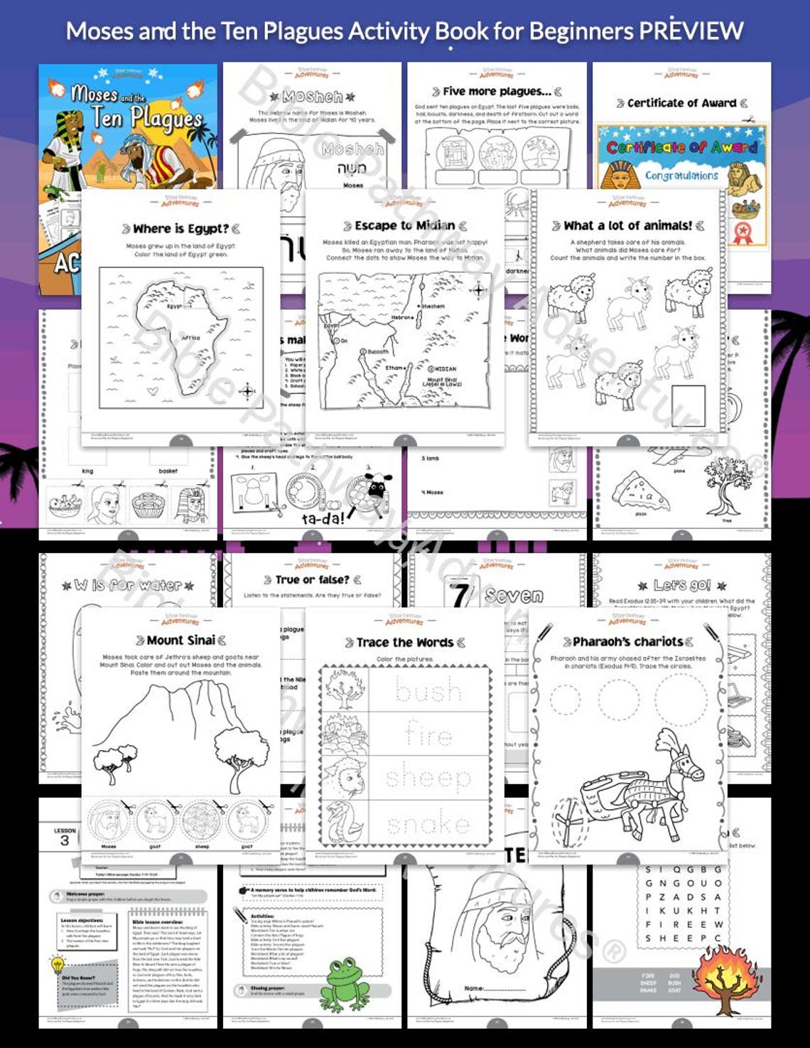 Moses and the Ten Plagues Activity Book - Etsy