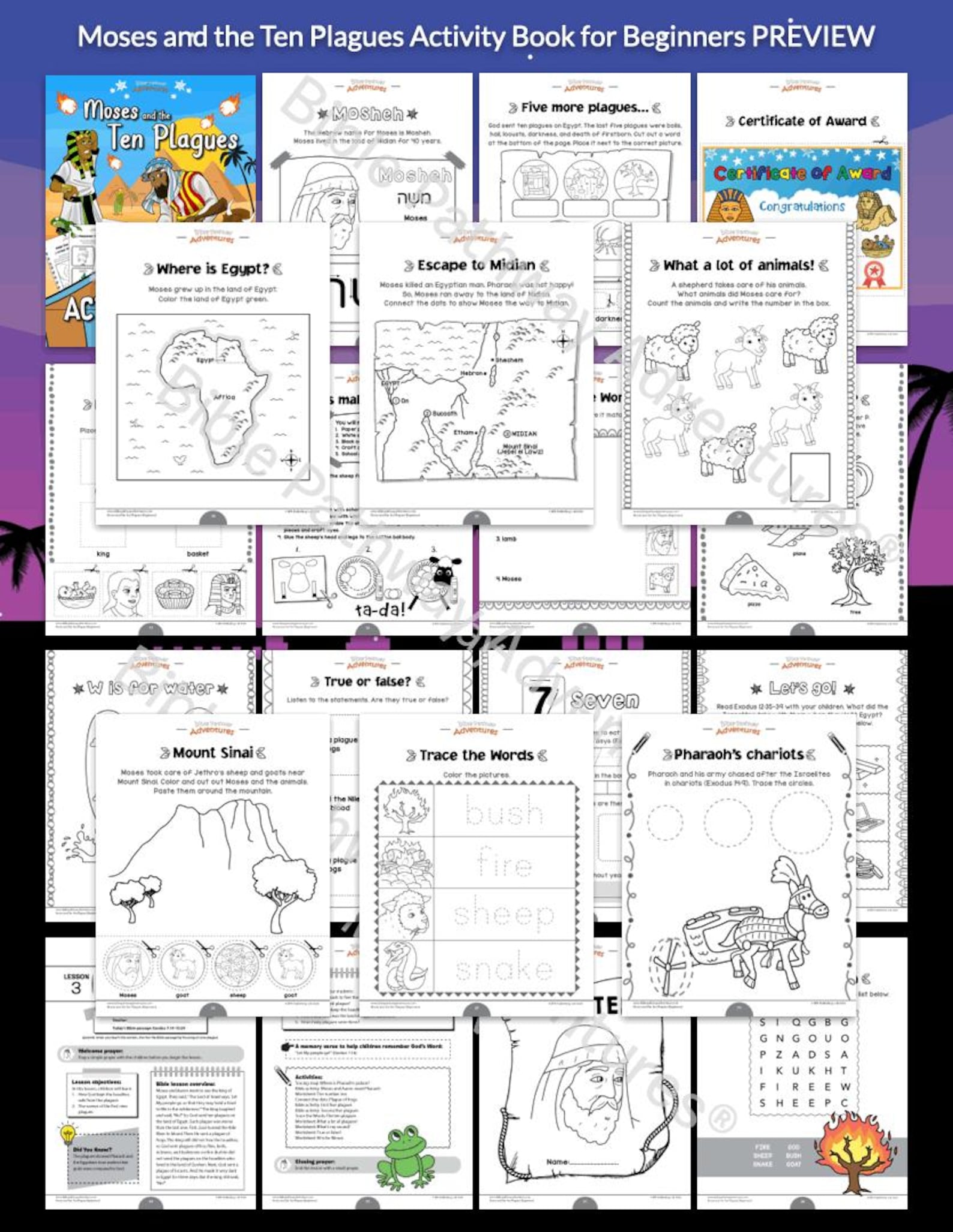Moses and the Ten Plagues Activity Book - Etsy