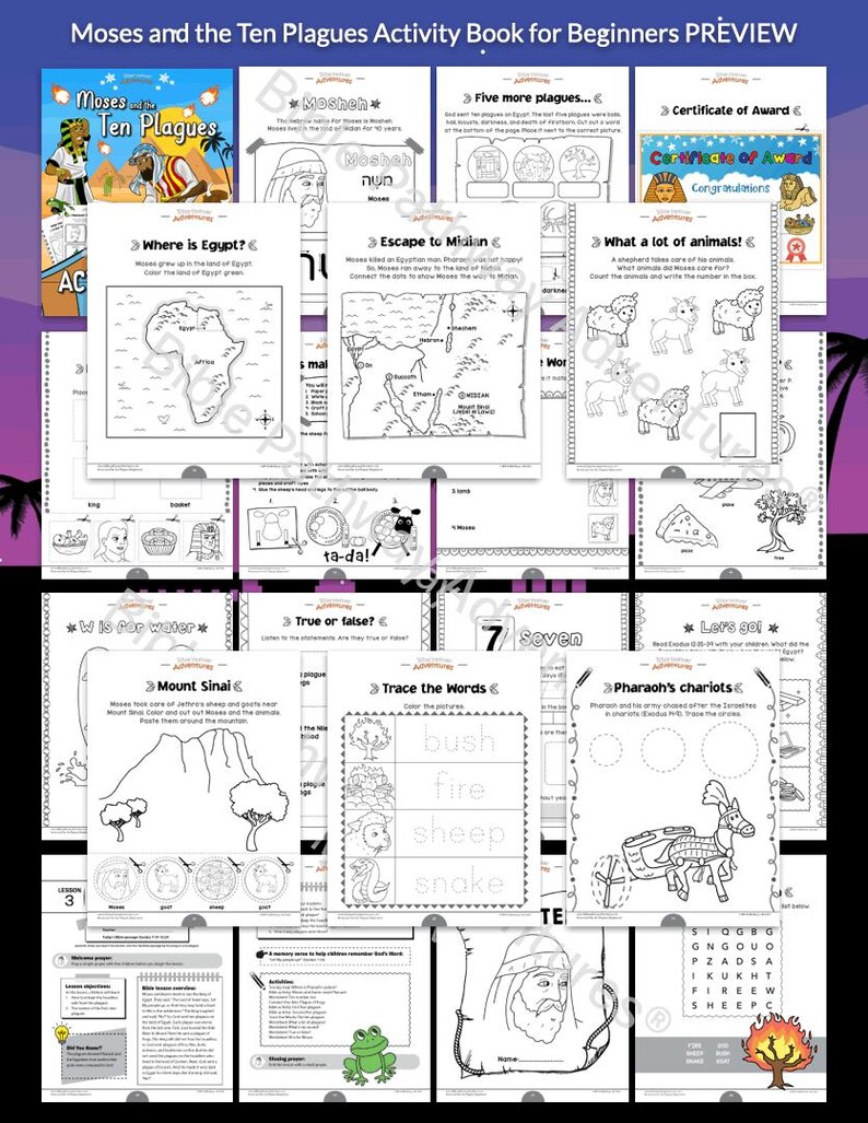 Moses and the Ten Plagues Activity Book - Etsy