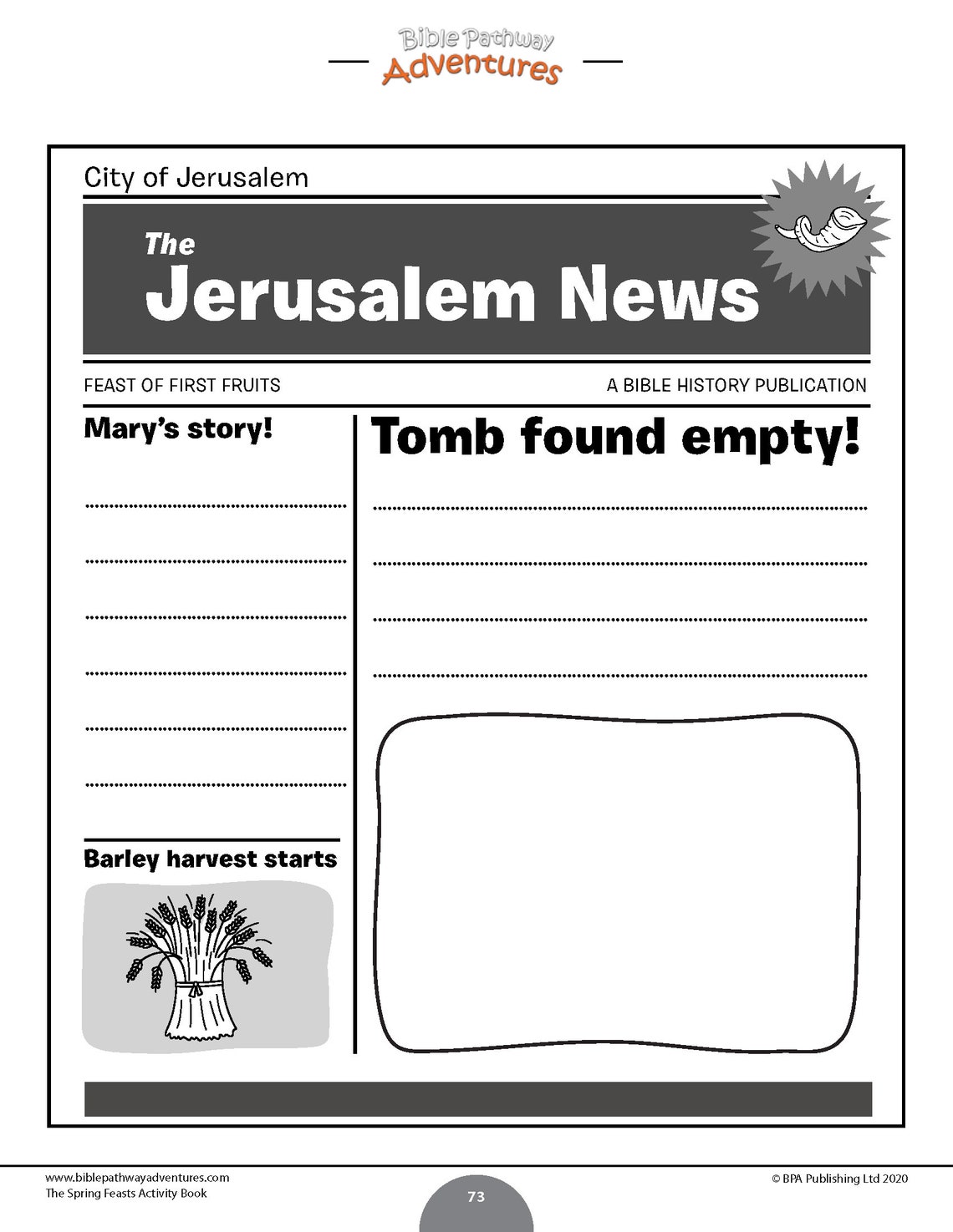 The Spring Feasts Activity Book: Passover First Fruits - Etsy Canada