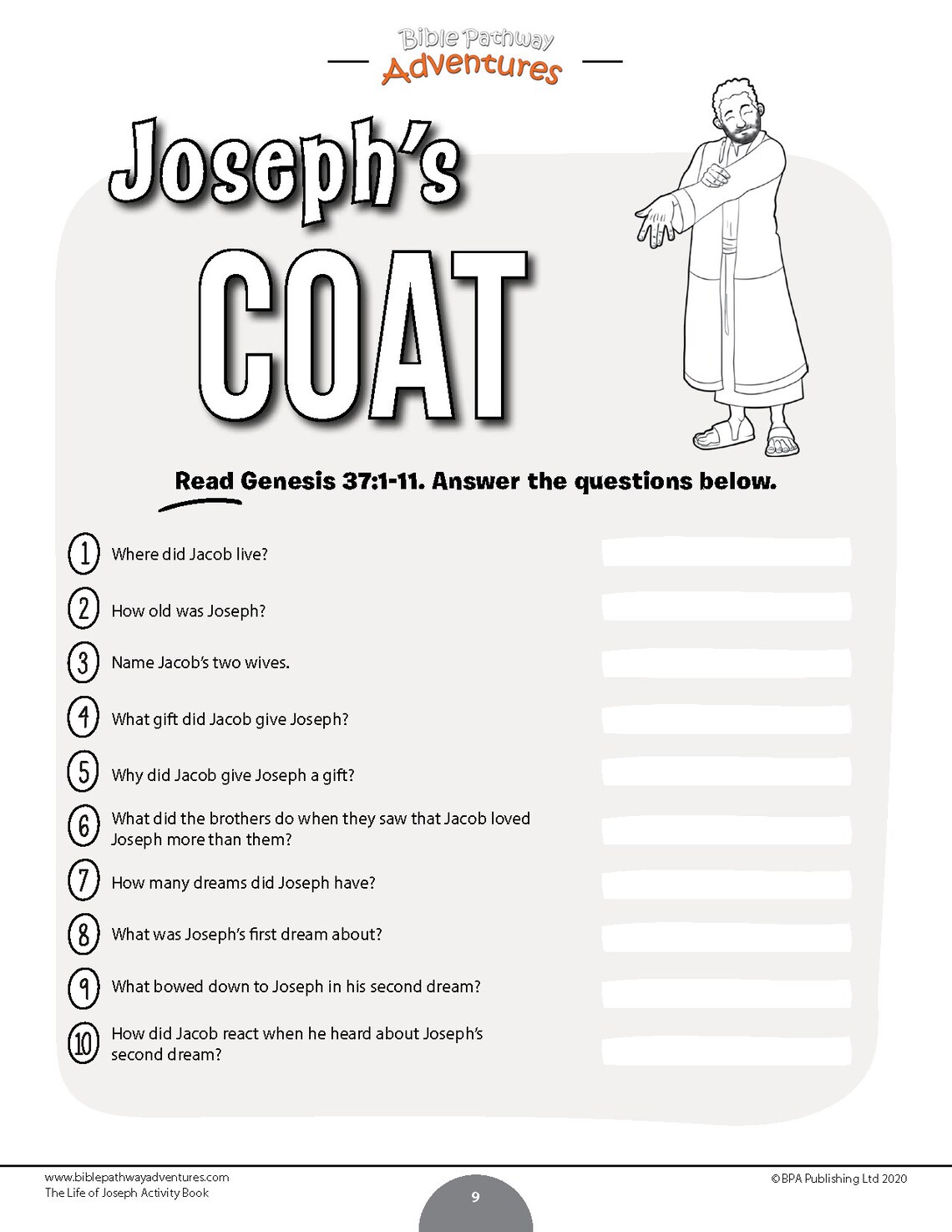 The Life of Joseph Activity Book - Etsy