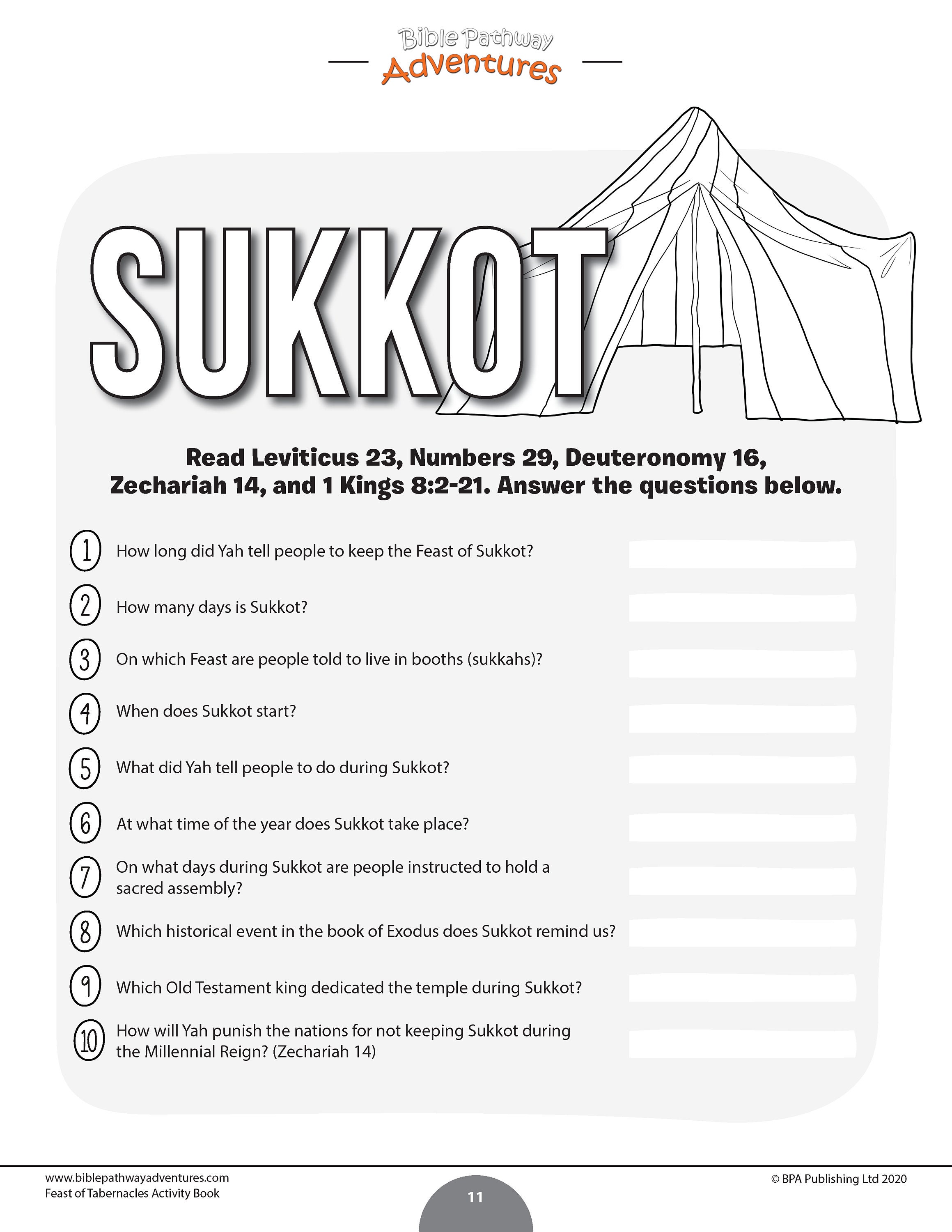 Feast of Tabernacles sukkot Activity Book - Etsy