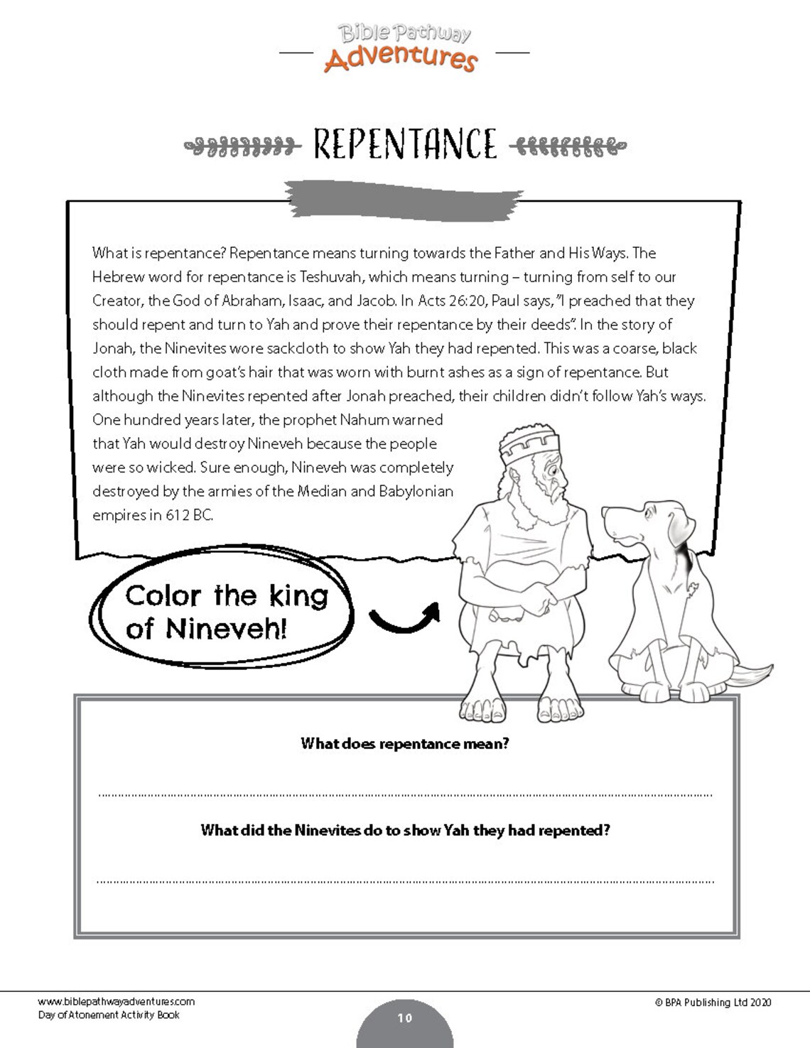 Day of Atonement Activity Book | Etsy