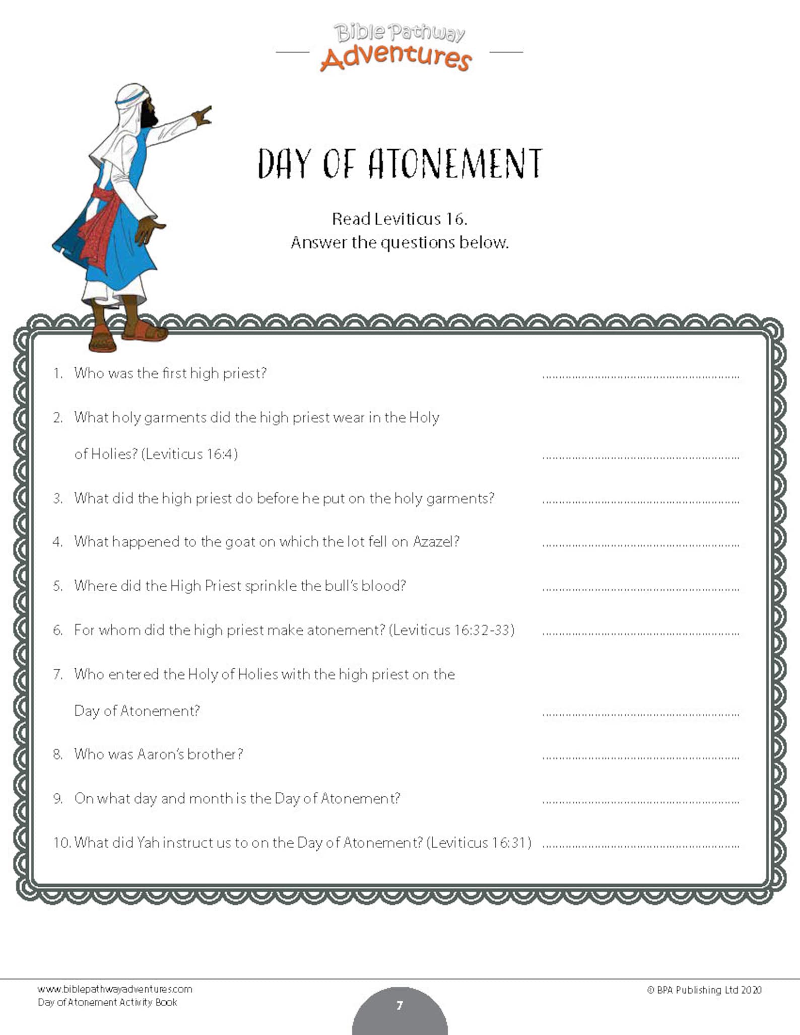 Day of Atonement Activity Book | Etsy