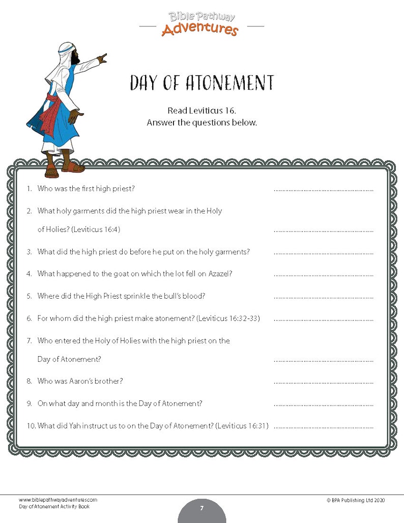 Day of Atonement Activity Book | Etsy