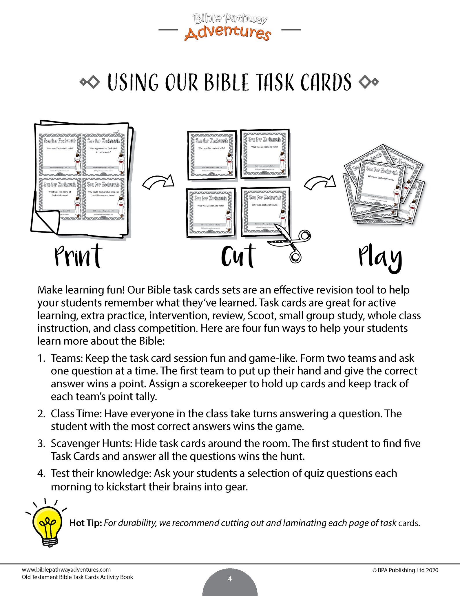 Bible Task Cards: Old Testament - Etsy