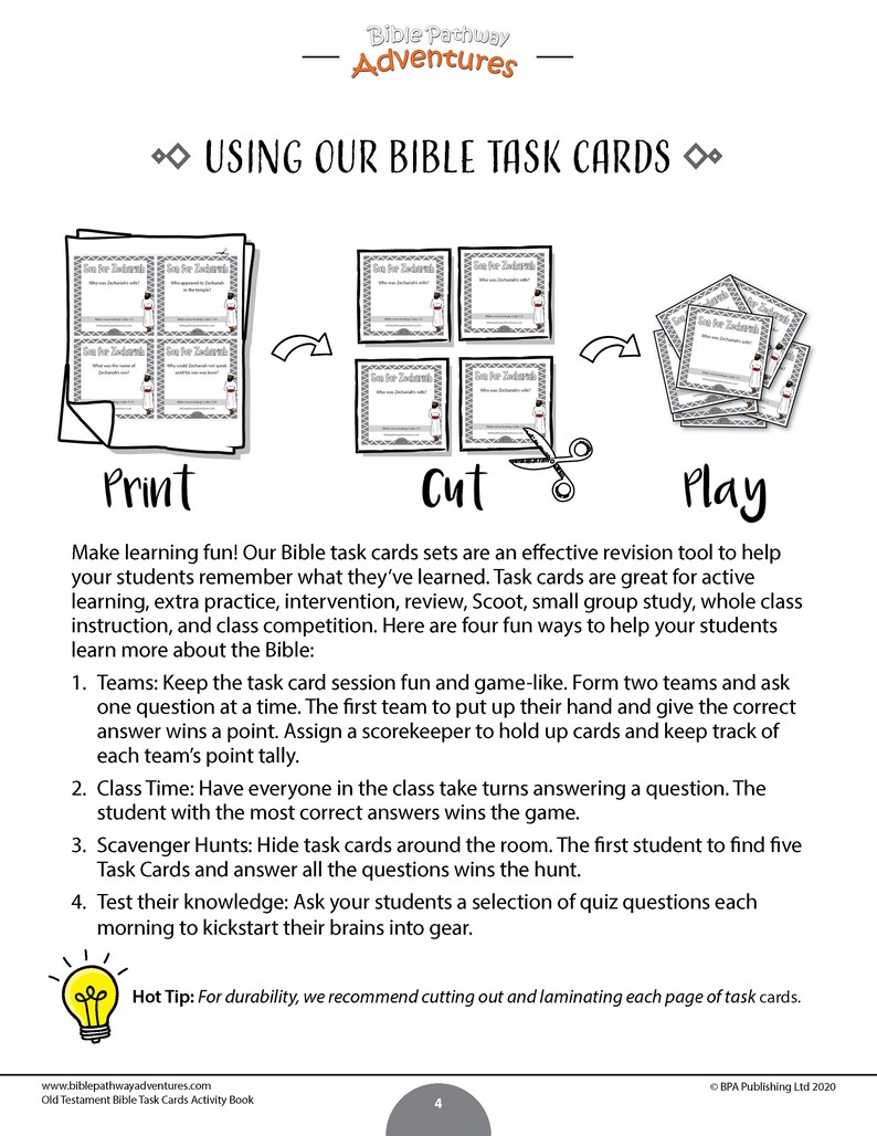 Bible Task Cards: Old Testament - Etsy