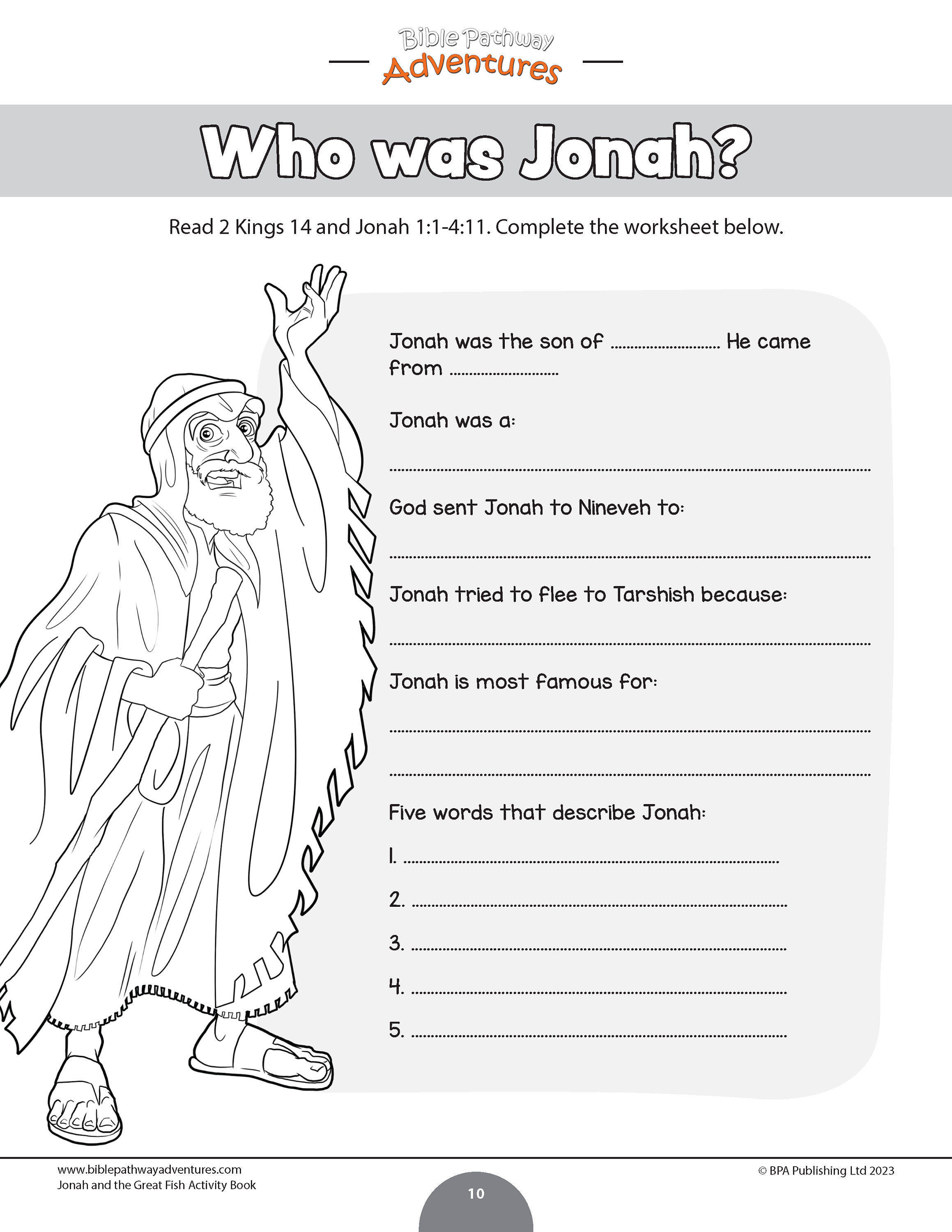 Bible Miracles: Jonah and the Great Fish Activity Book - Etsy