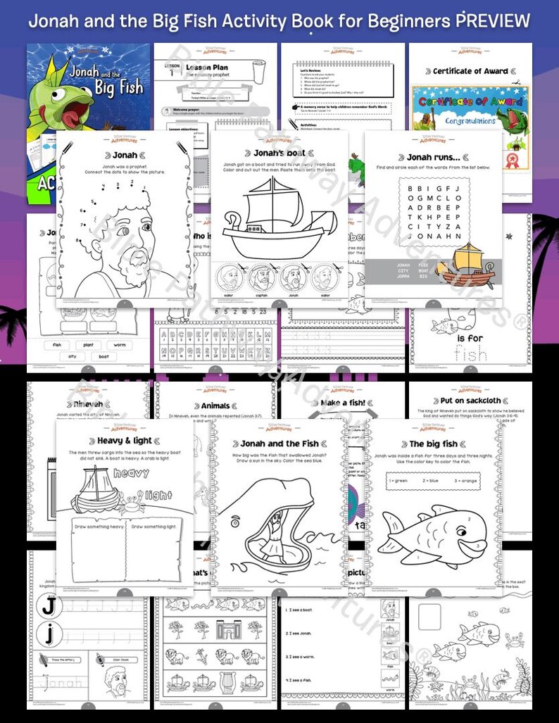 Jonah and the Big Fish Activity Book for Beginners - Etsy
