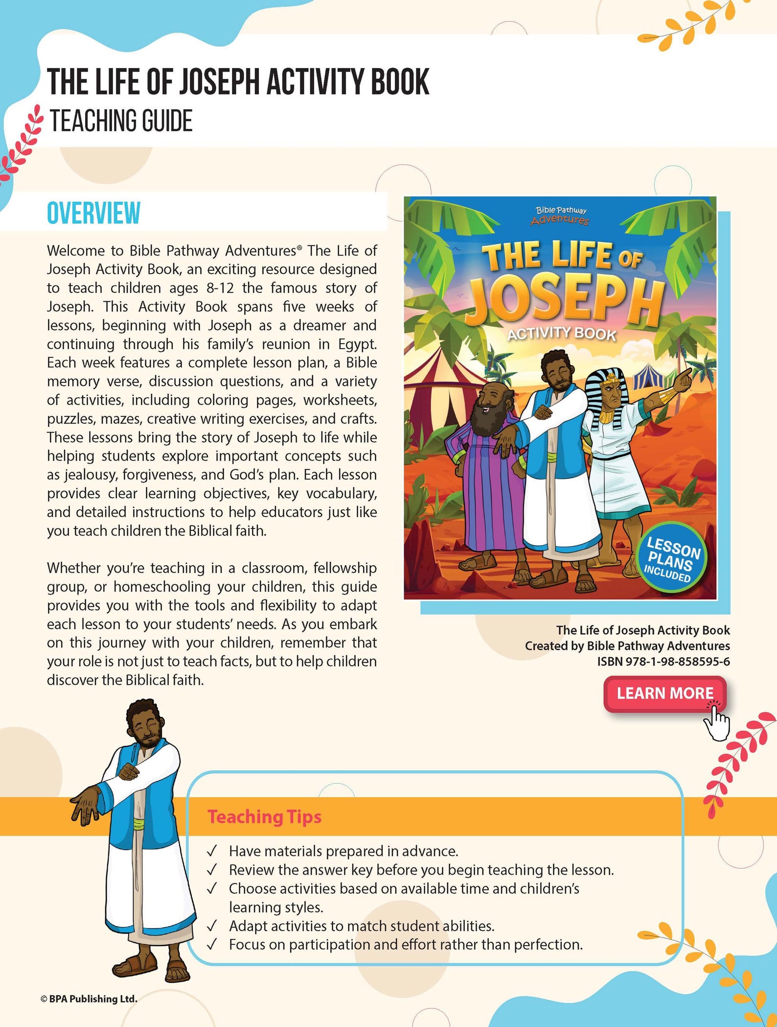 The Life of Joseph Activity Book - Etsy