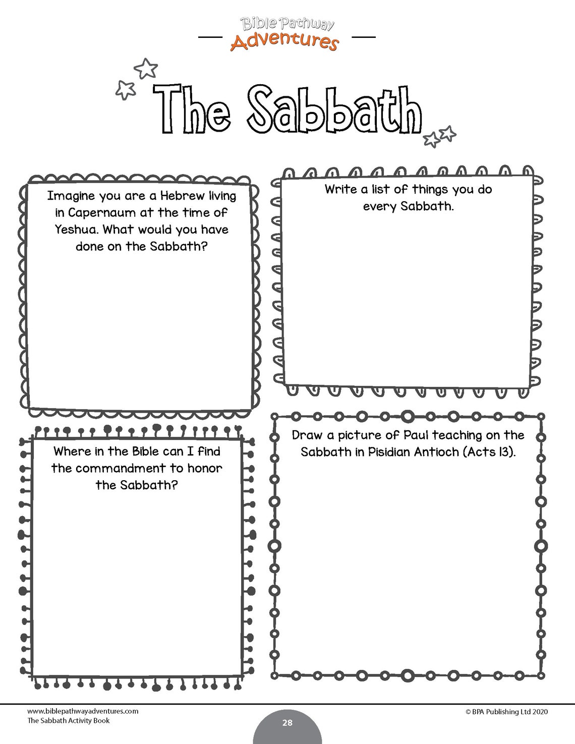 The Sabbath Activity Book | Etsy