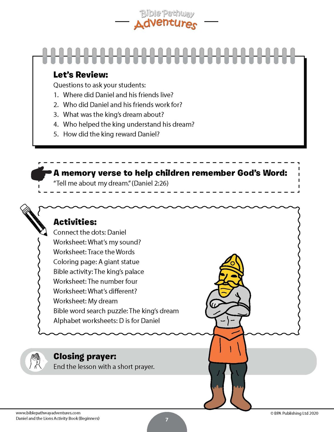 Daniel and the Lions Activity Book for Beginners - Etsy