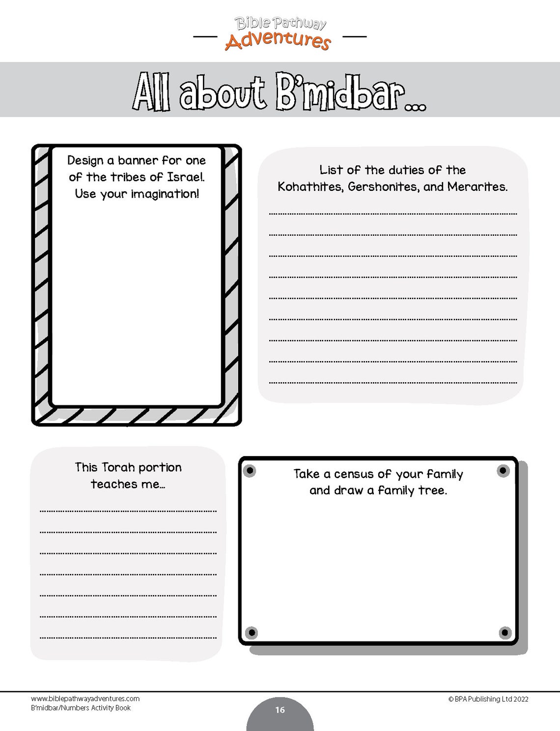 B'midbar / Numbers Torah Portion Activity Book - Etsy