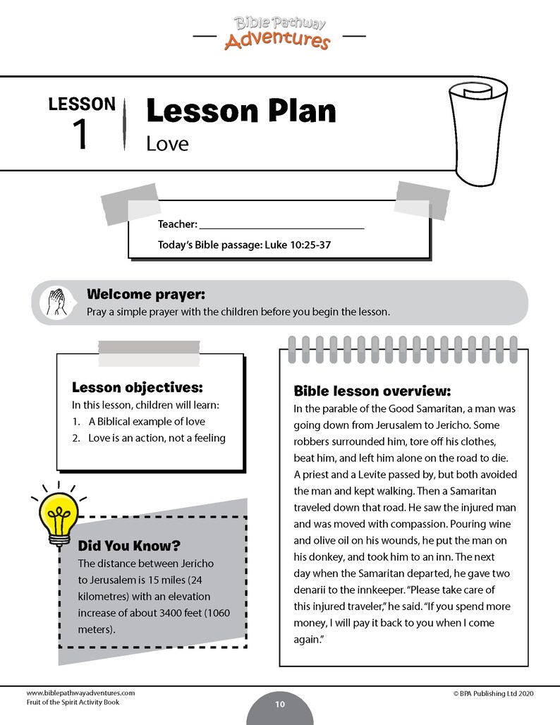 Fruit of the Spirit Activity Book & Lesson Plans | Etsy