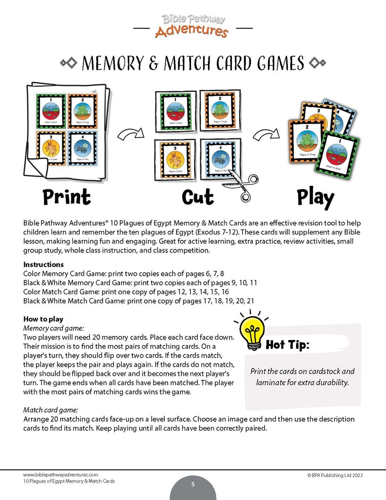 10 Plagues of Egypt Memory & Match Card Games - Etsy