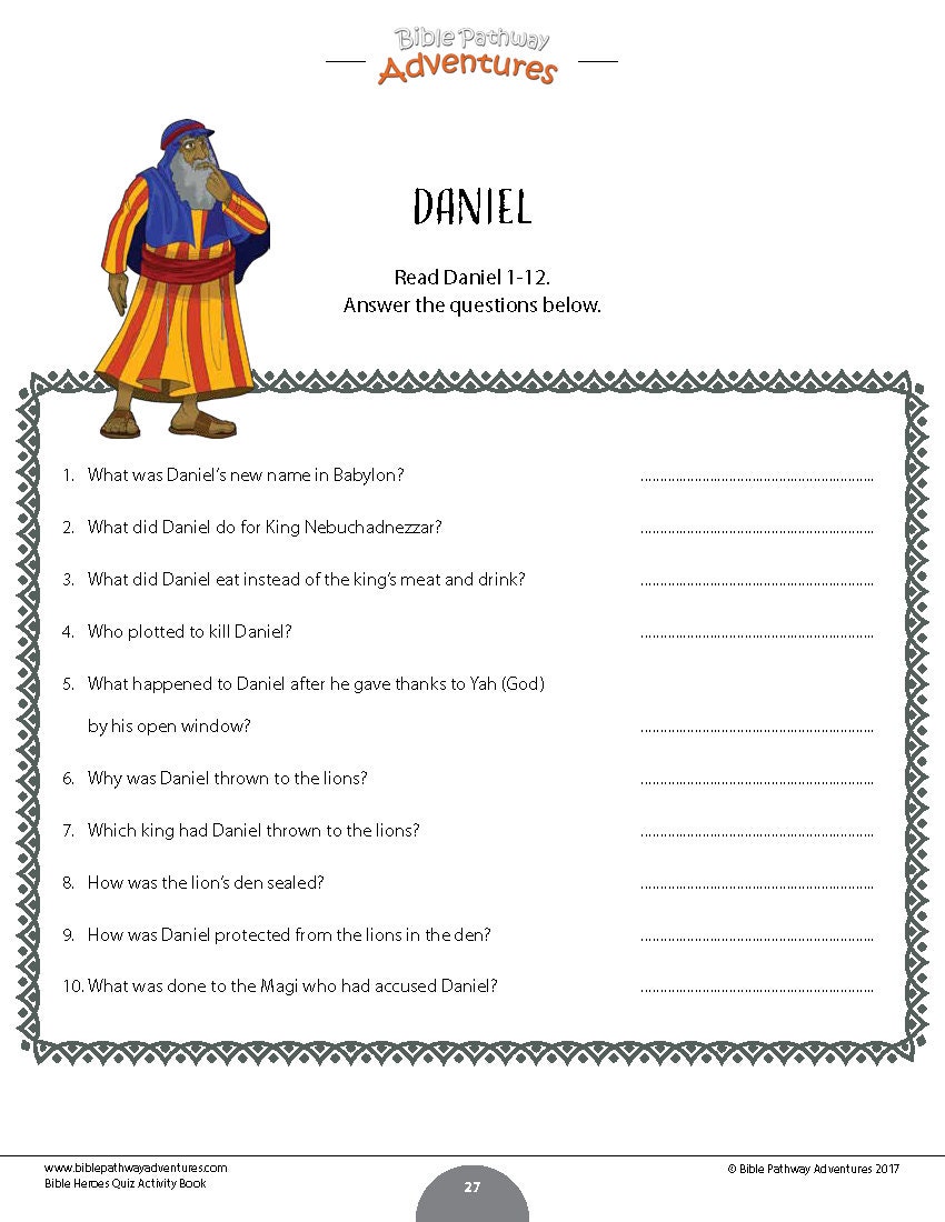 Bible Heroes Quiz Book - Etsy