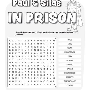 Bible Miracles: Paul & Silas in Prison Activity Book - Etsy