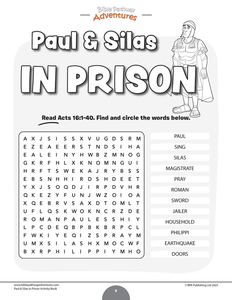 Bible Miracles: Paul & Silas in Prison Activity Book - Etsy