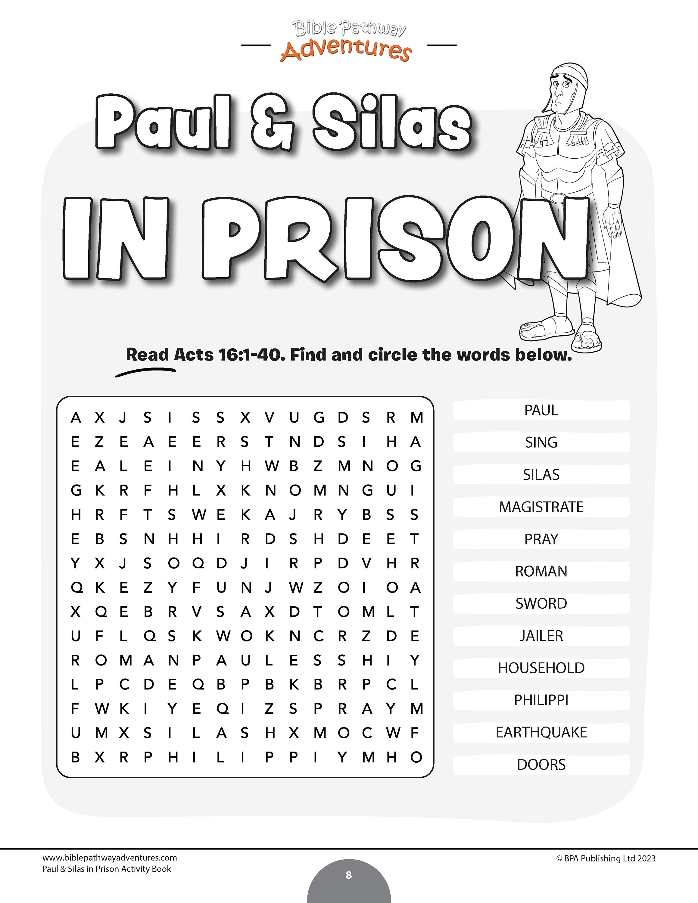 Bible Miracles: Paul & Silas in Prison Activity Book - Etsy