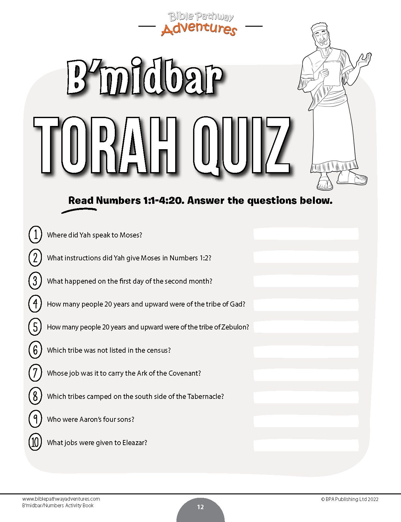 B'midbar / Numbers Torah Portion Activity Book - Etsy