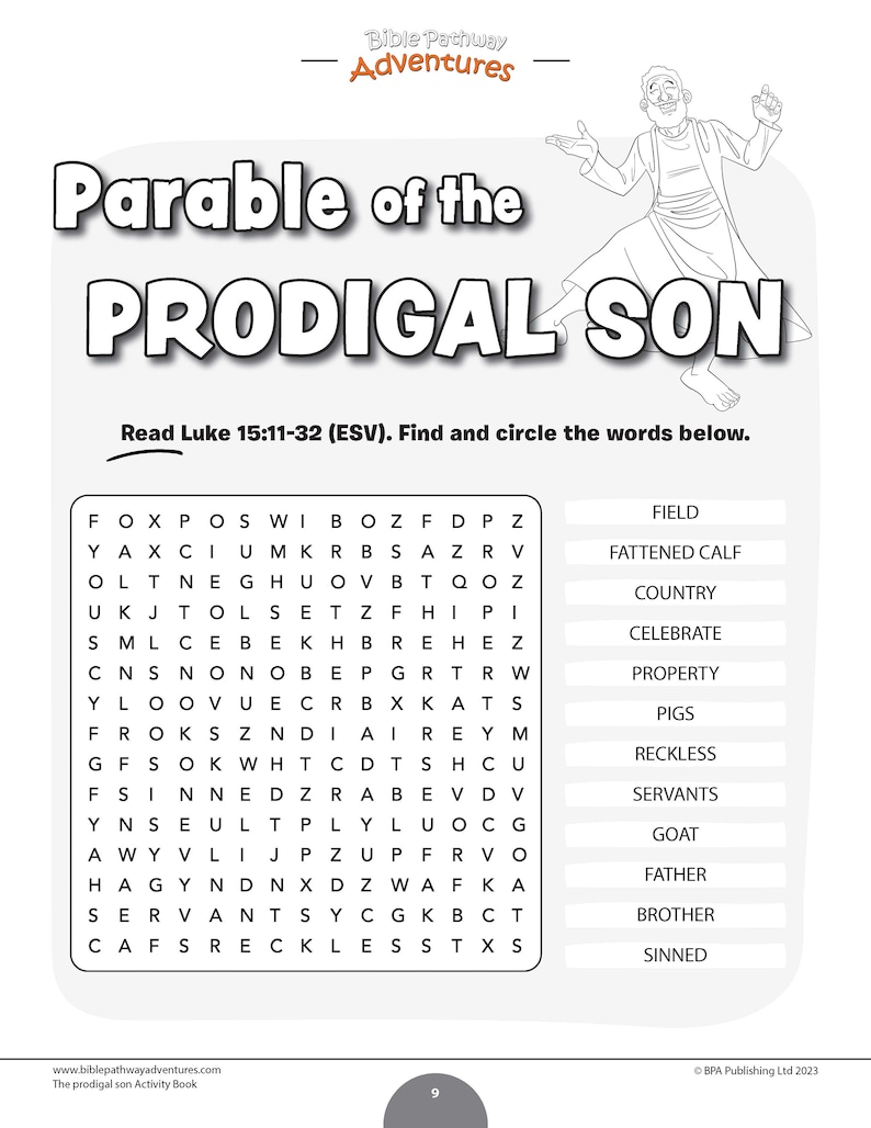Bible Parable: the Prodigal Son Activity Book - Etsy