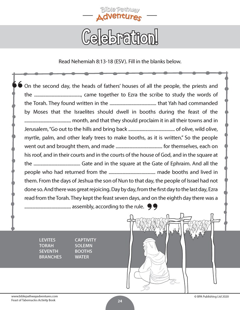 Feast of Tabernacles sukkot Activity Book - Etsy