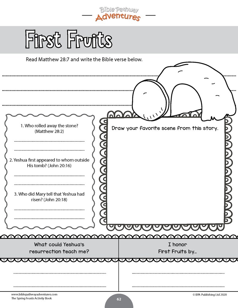 The Spring Feasts Activity Book: Passover First Fruits | Etsy