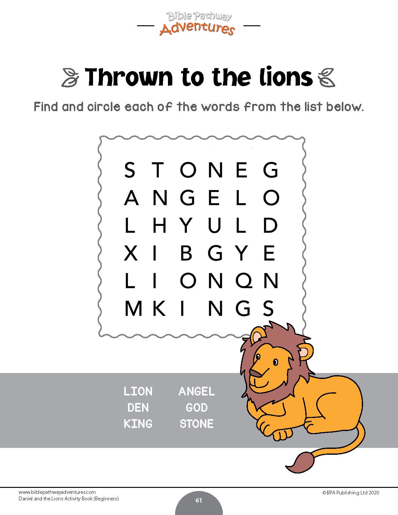 Daniel and the Lions Activity Book for Beginners - Etsy
