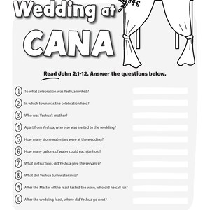 Bible Miracles: Wedding at Cana Activity Book - Etsy
