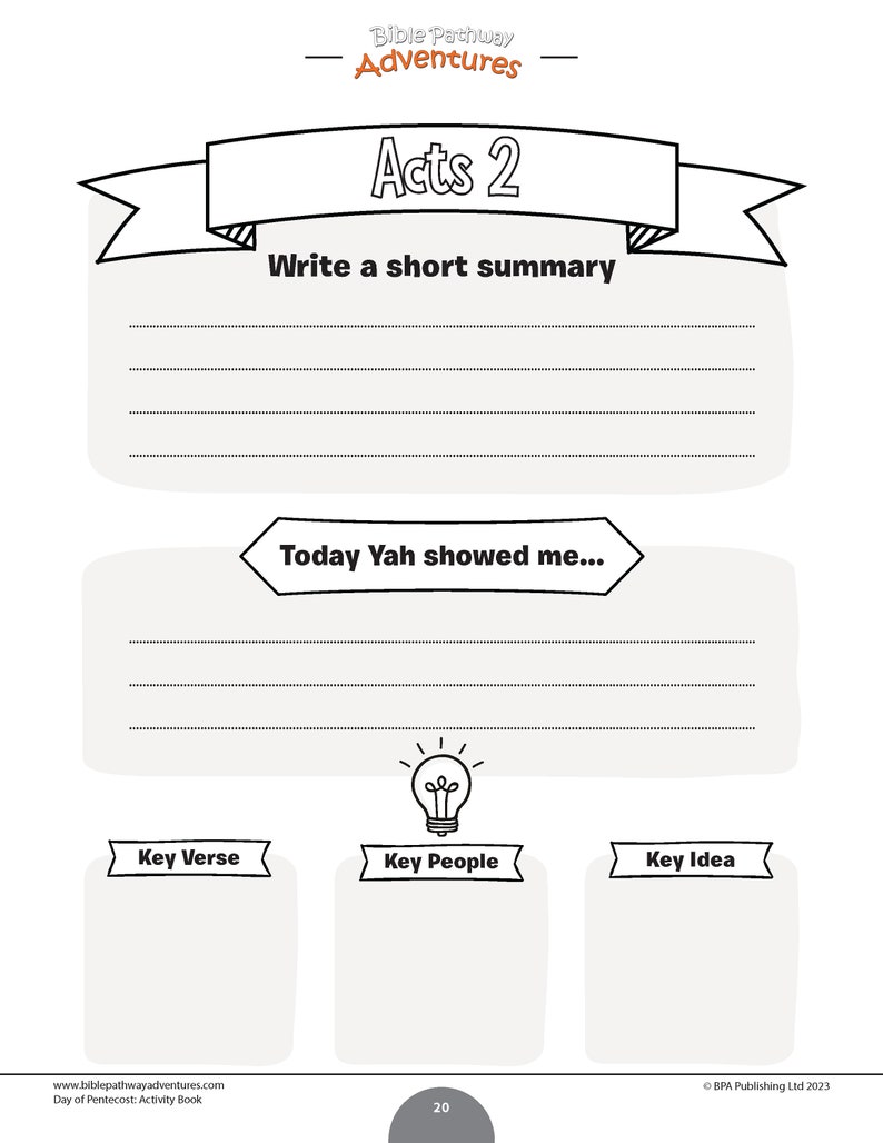 Day of Pentecost Activity Book - Etsy