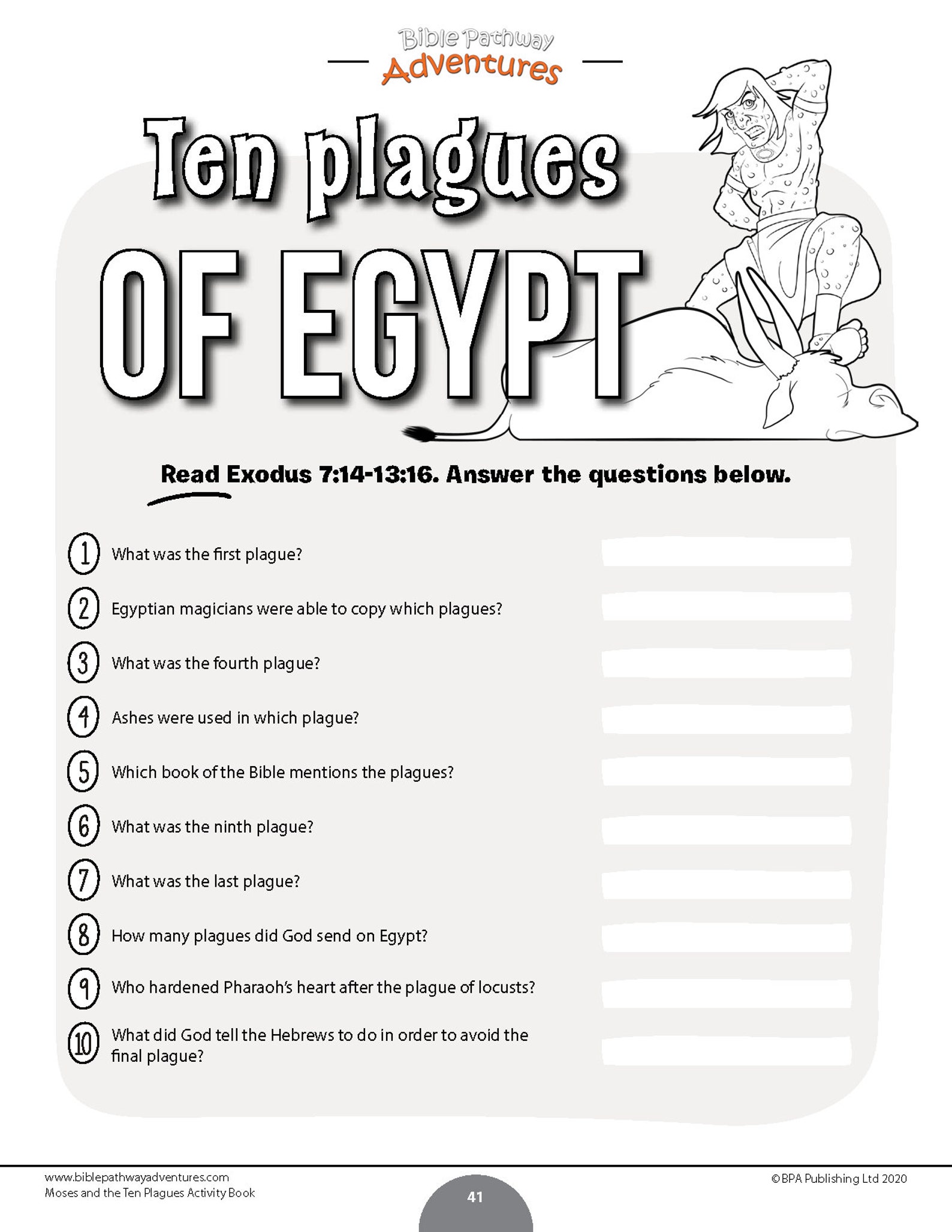 Moses and the Ten Plagues Printable Activity Book - Etsy Canada