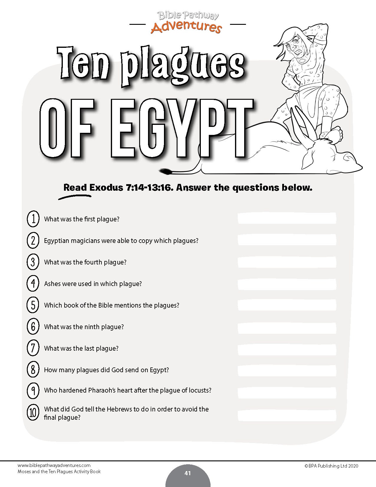 Moses and the Ten Plagues | Printable Activity Book - Etsy