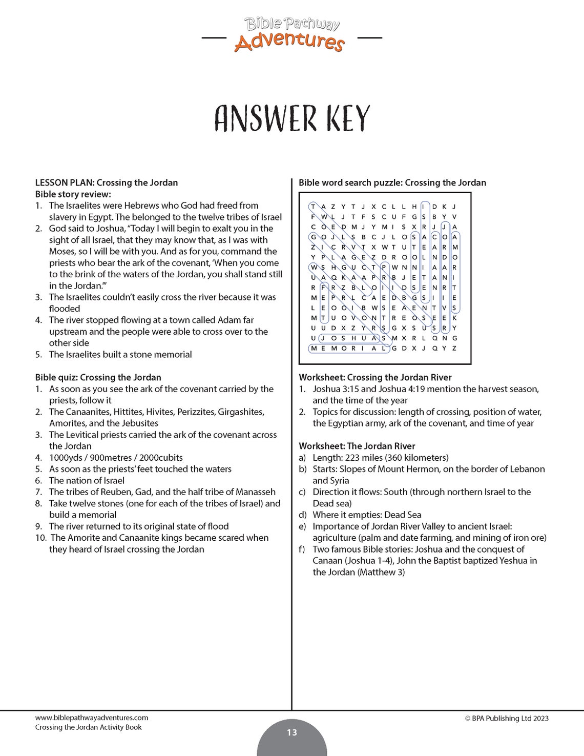 Bible Miracles: Crossing the Jordan Activity Book - Etsy