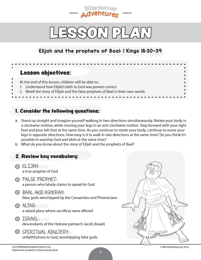 Bible Miracles: Elijah and the Prophets of Baal Activity Book - Etsy